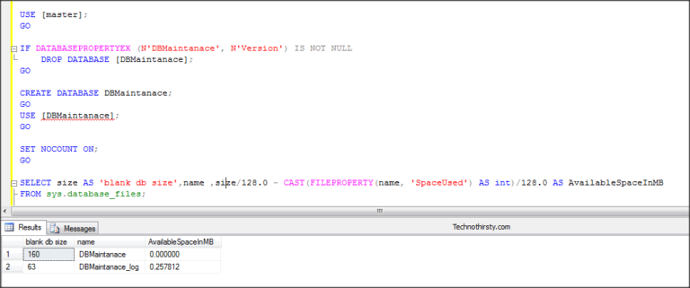 Should we Shrink database - Sql Server - Techno Thirsty