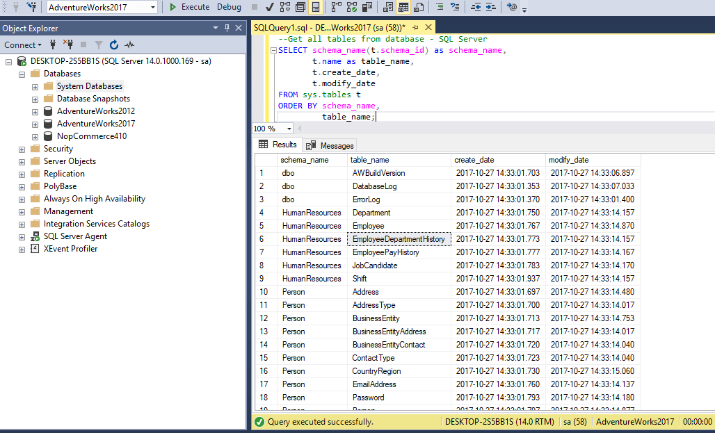 134. Get all tables from database - SQL Server - Techno Thirsty 134. Get all tables from database - SQL Server - Techno Thirsty